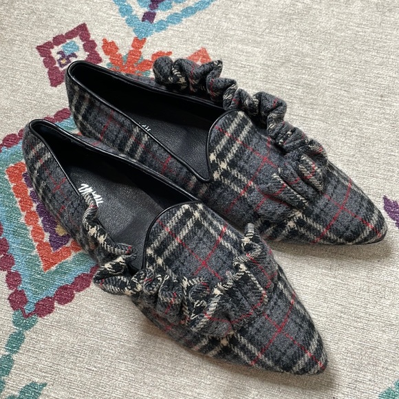 Anthropologie | Shoes | Anthropologie Plaid Ruffle Flats | Poshmark